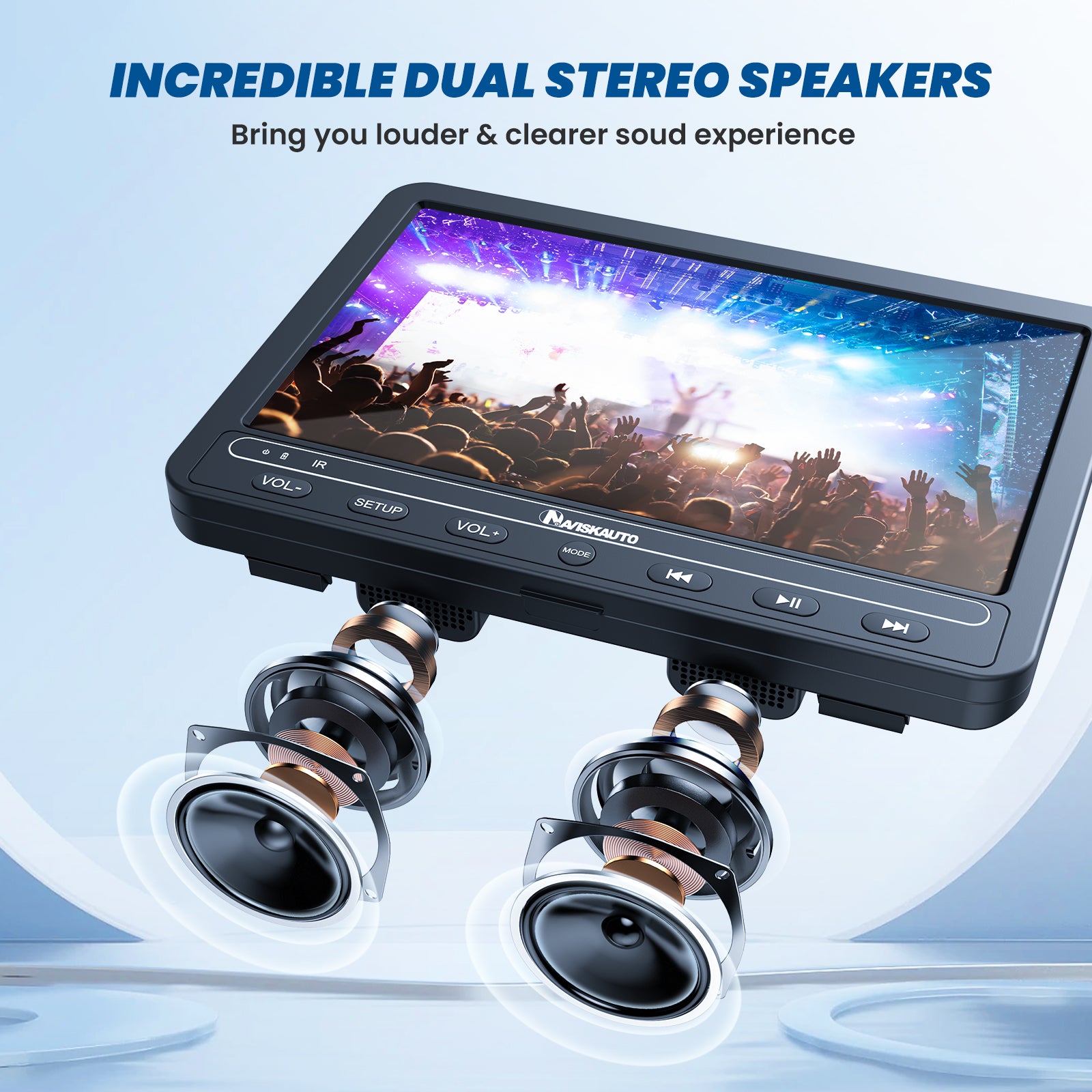 Naviskauto 10.1 Inch Clamshell Design Dual Screen Headrest DVD Player ...