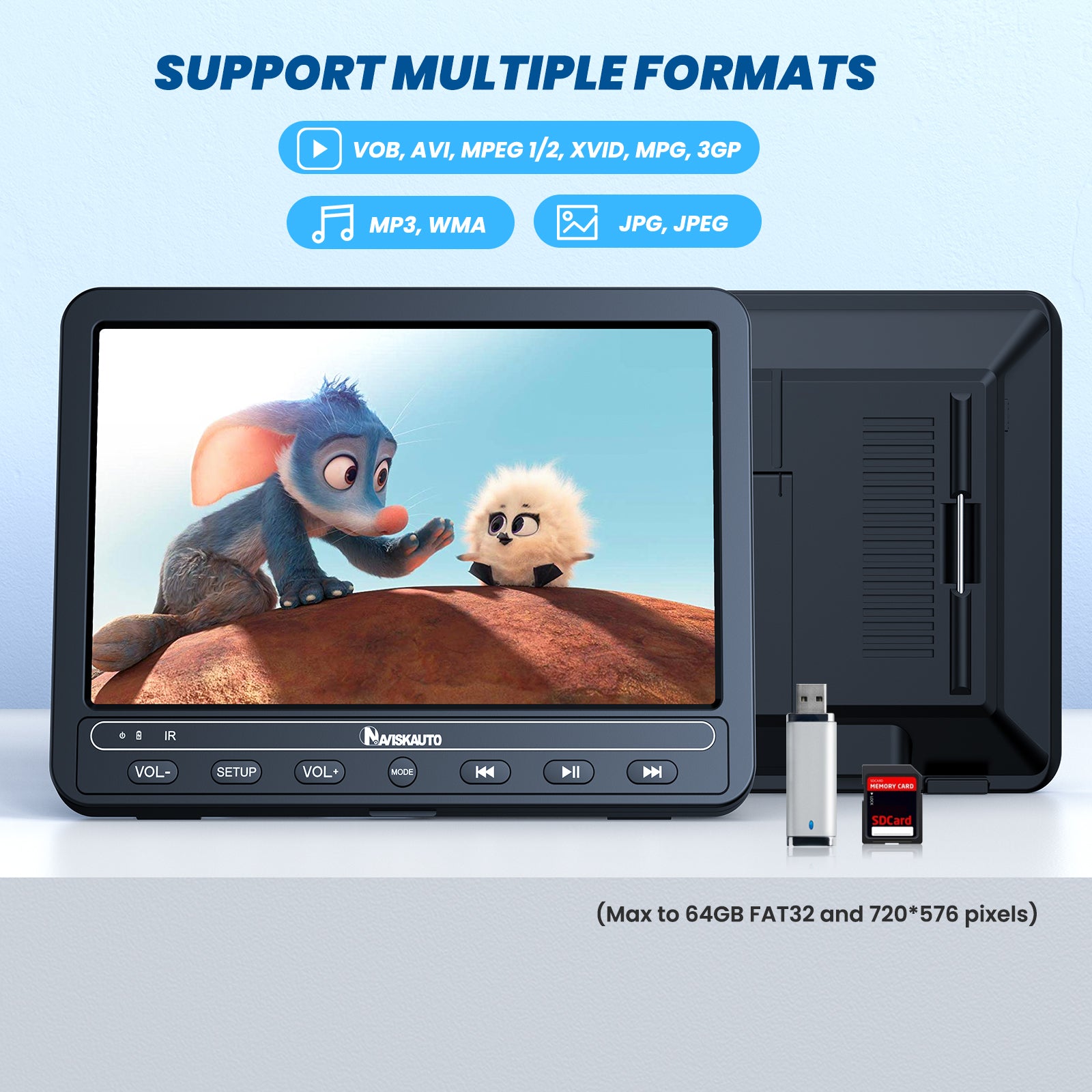 Naviskauto 10.1 Inch Clamshell Design Dual Screen Headrest DVD Player ...