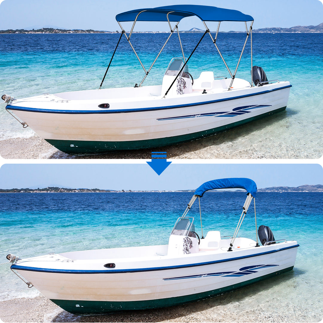 KAKIT Boat Bimini Top 3 Bow 4 Bow Canopy Boat Cover 6ft 8ft With Rear ...